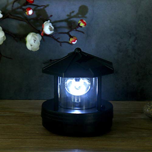 Dheera Solar LED Rotating Lighthouse, Bright LED Patio Decking Garden Rotating Light, Garden Yard Lawn Lamp for Outdoor Home