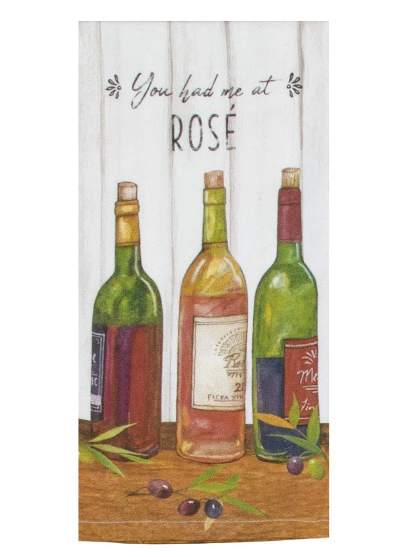 DHE Tuscan Themed Wine Bottles Cotton Kitchen Bar Towel Bundle of 2 Classic Absorbent Towels, Multi colored