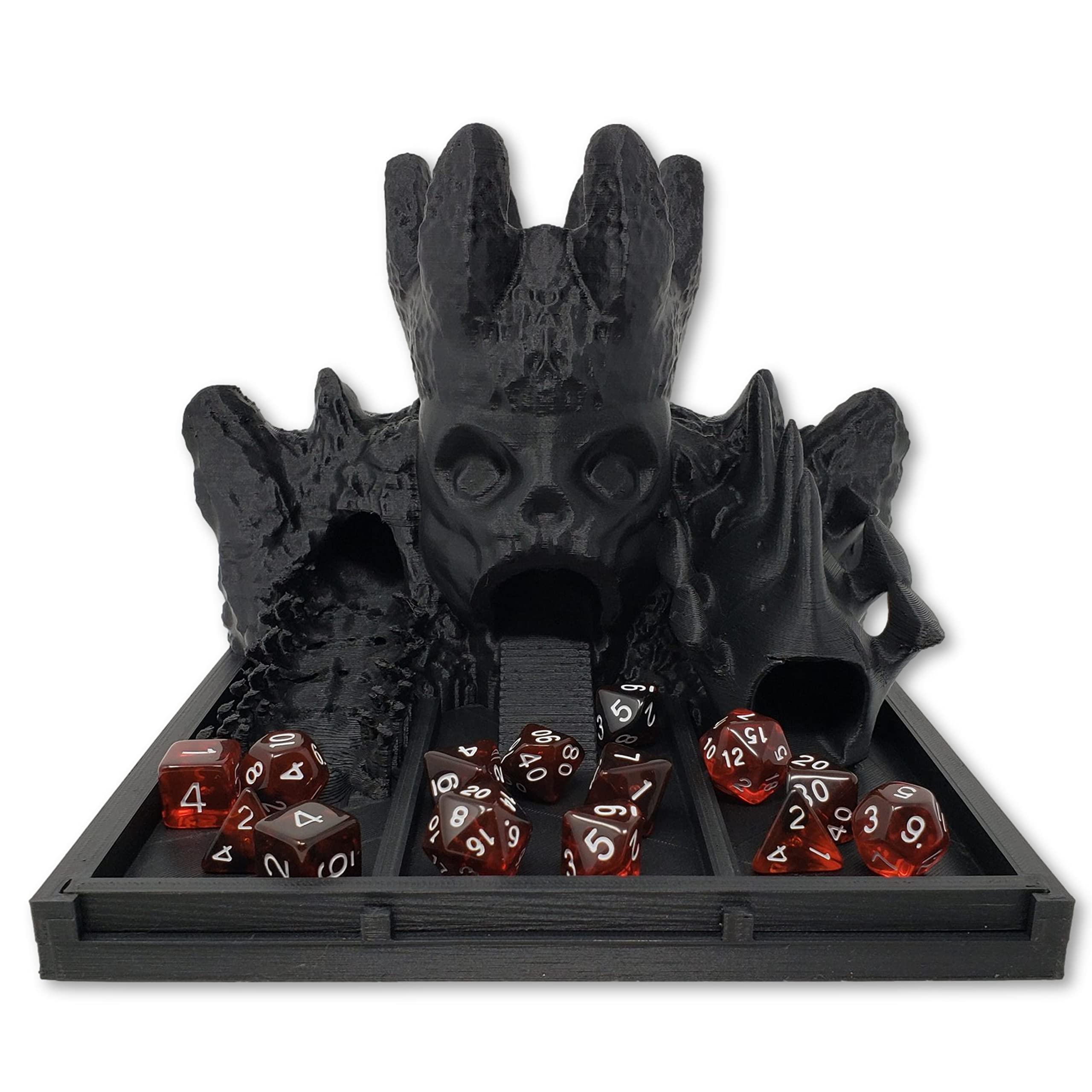 Harbor Loot Undead King Full Size Dice Tower Including 2 Sets of RPG Dice and Integrated Dice Tray