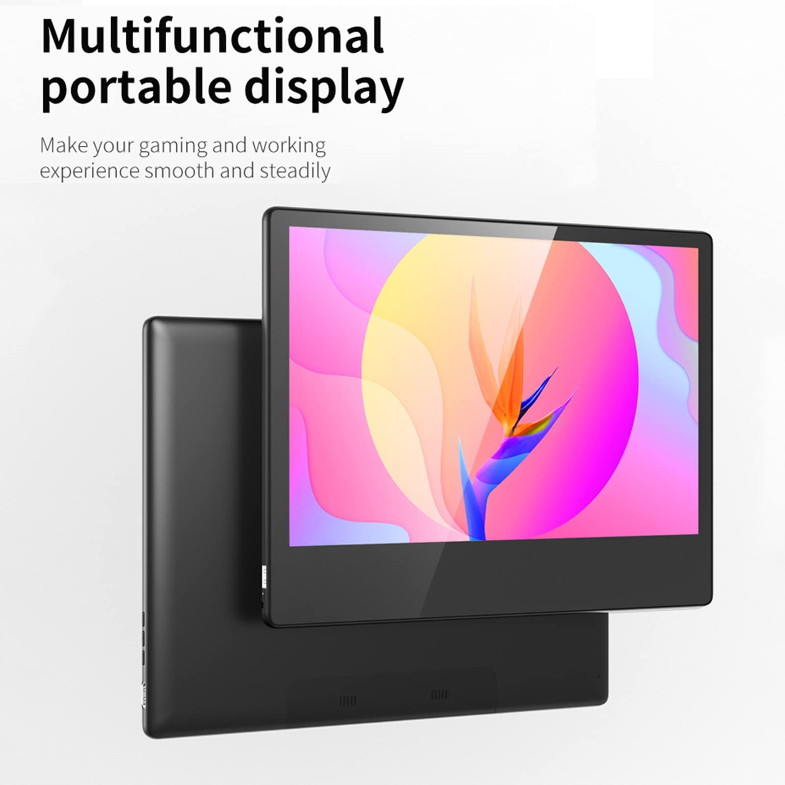 Frogued S3 Portable Monitor 1080P HD-Compatible Dual Speakers Ultra-Thin 13.3 Inch HDMI-Compatible/USB/DC Gaming Display Screen for Computer