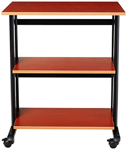 Safco Products Muv Adjustable Printer Stand 1881CY, Cherry Top, Black Frame, Swivel Wheels, Two Adjustable Shelves