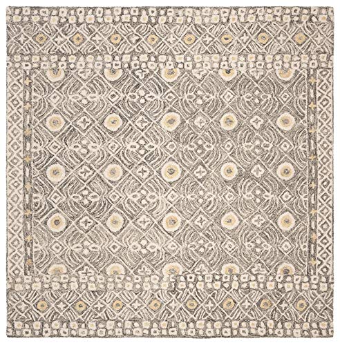SAFAVIEH Micro-Loop Collection 5' Square Charcoal/Ivory MLP801H Handmade Premium Wool Area Rug