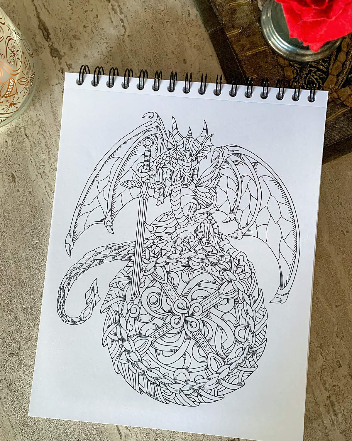 ColorIt Colorful Dragons Adult Coloring Book - 50 Single-Sided Designs, Thick Smooth Paper, Lay Flat Hardback Covers, Spiral Bound, USA Printed, Dragon Pages to Color (Volume I)