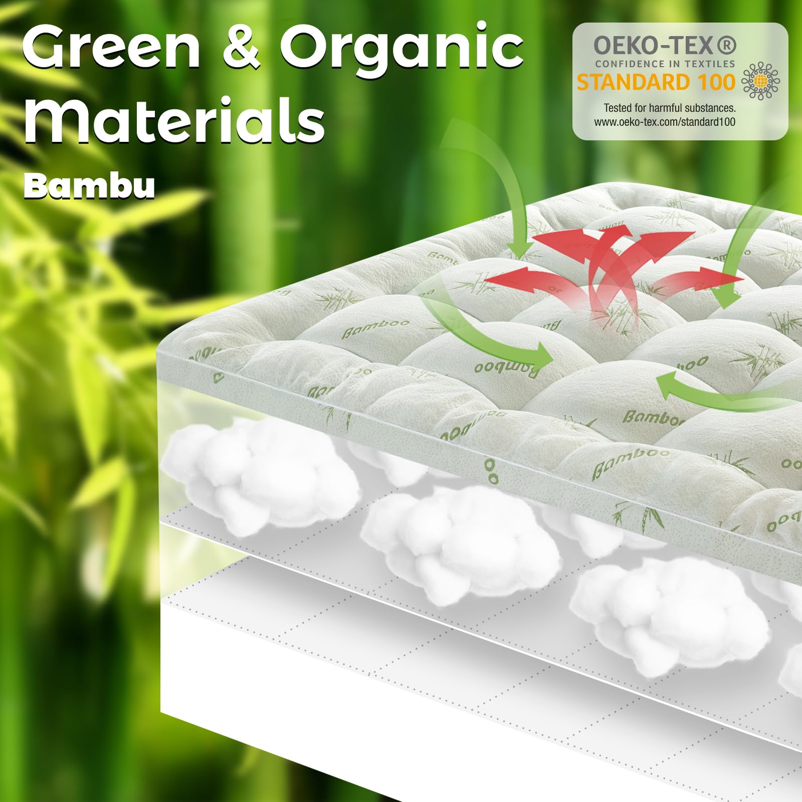 LIANLAM Bambu_Viscose Mattress Topper Queen(60"x82")