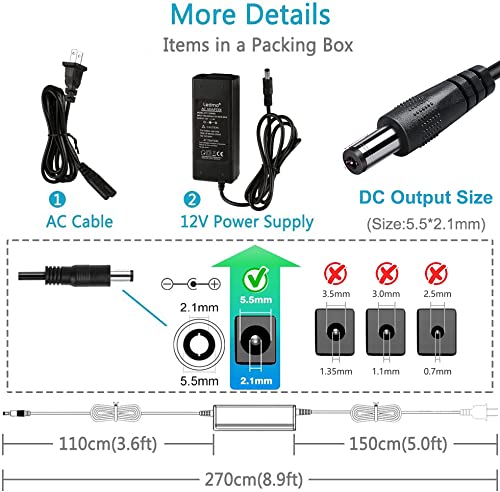 LEDMO 3 Pack LED Power Supply, Transformers,LED Adapter, 12V, 5A Max, 60 Watt Max, for LED Strip Light