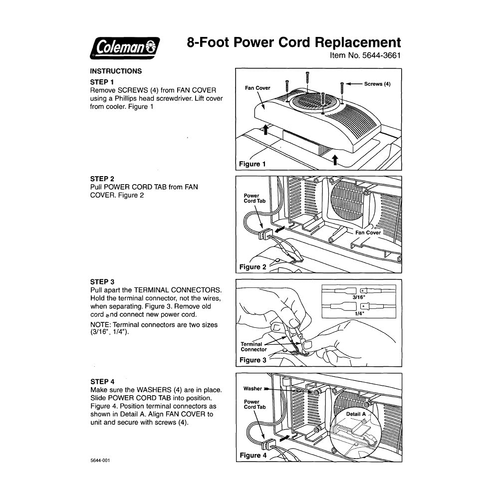 Coleman Thermoelectric Cooler Replacement 8 ft. Power Cord w/Fuse
