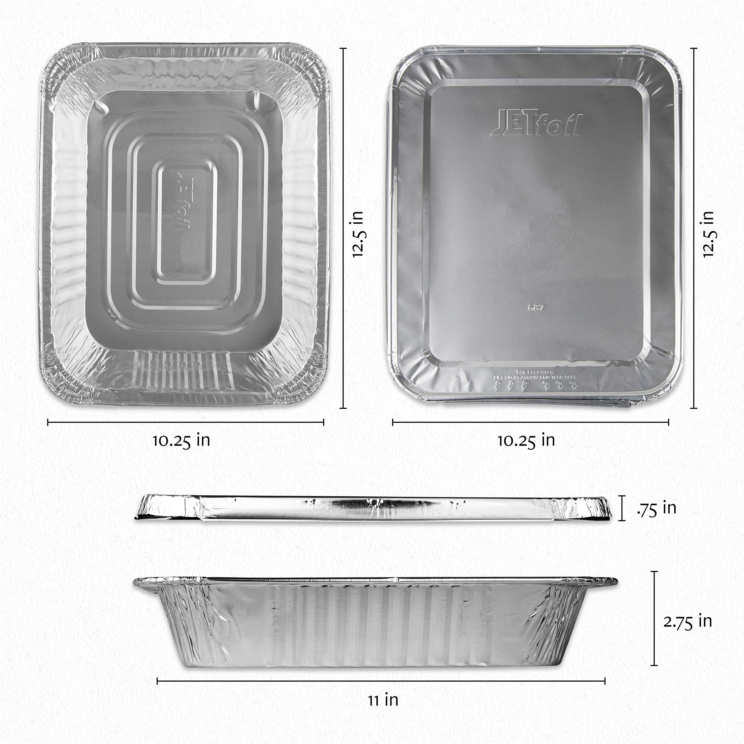 PLASTICPRO Disposable 9 x 13 Aluminum Foil Pans With Lids Half Size Deep Steam Table Bakeware - Cookware Perfect for Baking Cakes, Bread, Meatloaf, Lasagna Pack of 25 Pans & 25 Lids