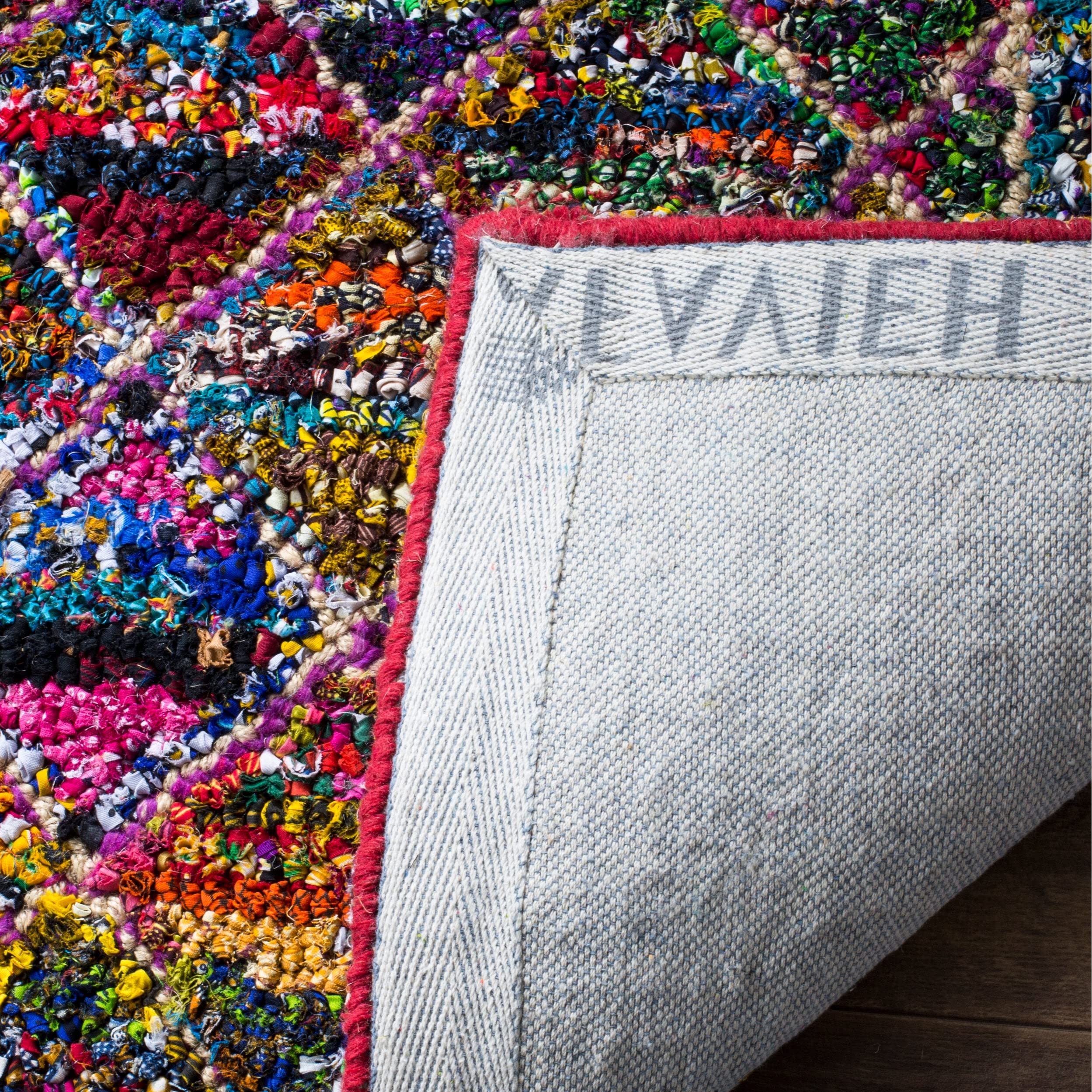 SAFAVIEH Nantucket Collection Area Rug - 8' x 10', Multi, Handmade Boho Cotton, Ideal for High Traffic Areas in Living Room, Bedroom (NAN402A)