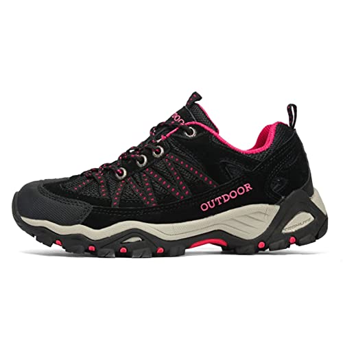 HARMOX Women's Men's Hiking Boot Slip Resistant Hiking Boots Women Lightweight Black