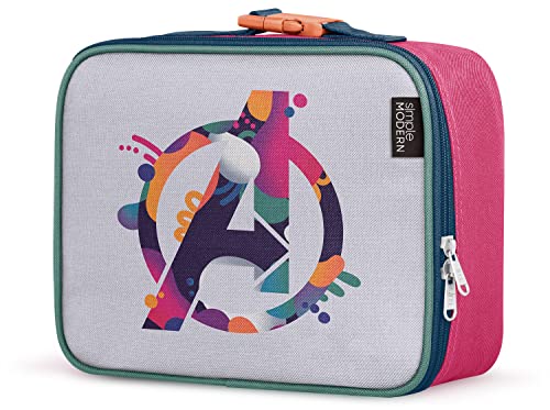 Simple Modern Marvel Kids Lunch Box for Toddler | Reusable Insulated Bag for Boys | Meal Containers for School with Exterior and Interior Pockets | Hadley Collection | Avengers Assemble