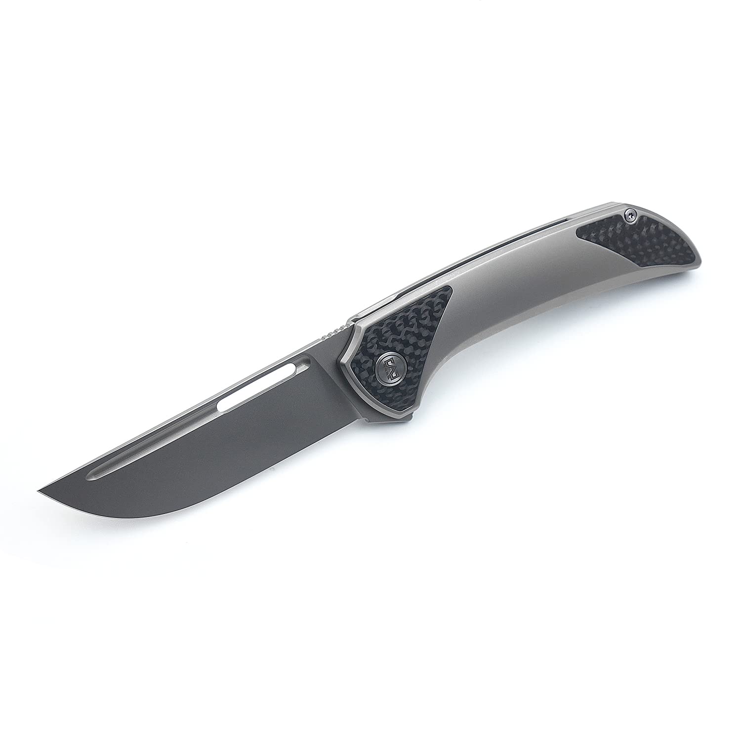 Miguron Knives M Eriko Flipper Folding Knife 3.5" M390 Blade Titanium Handle Carbon Fiber Inlay Pocket Knife MGR-610BK