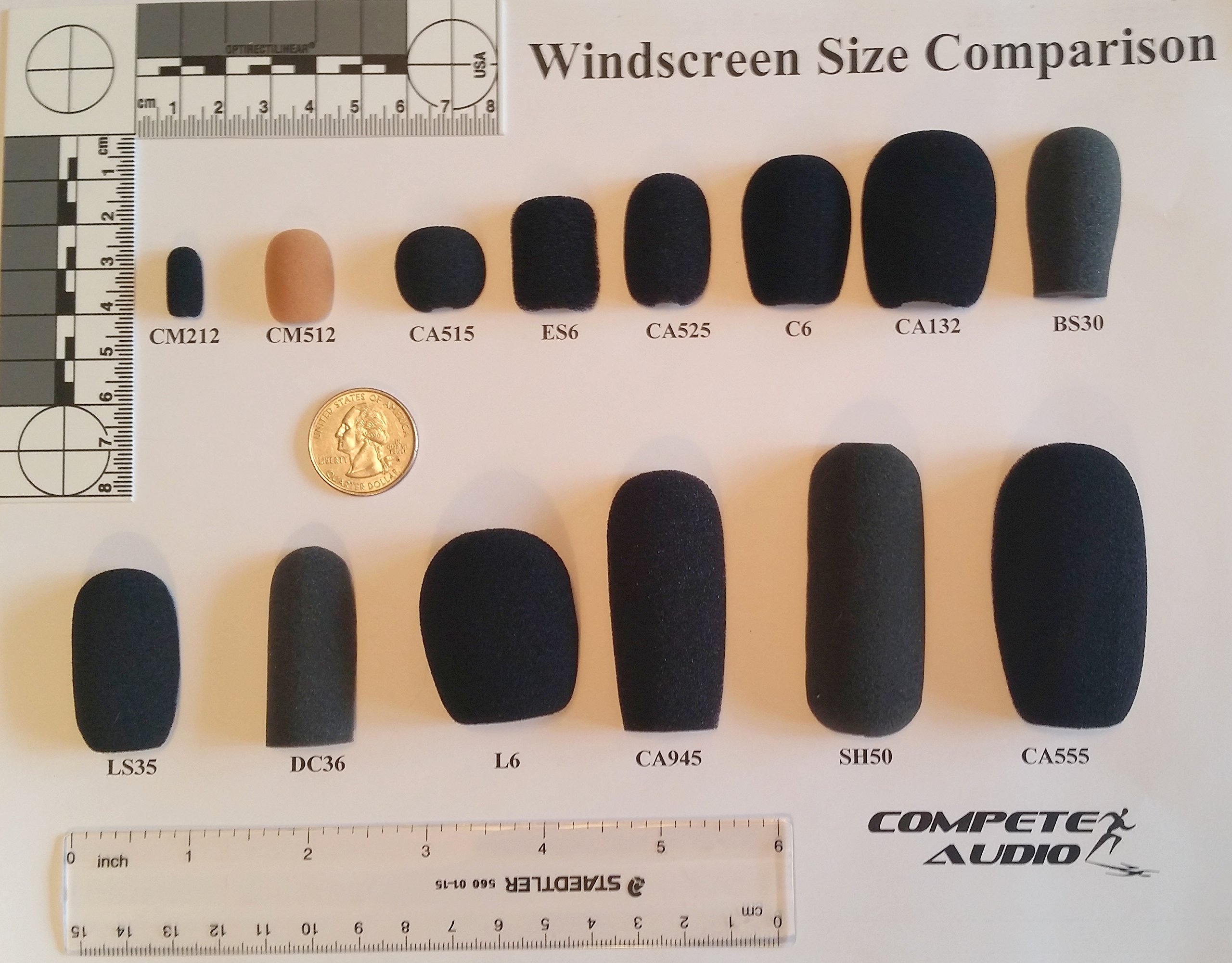 Compete Audio CA515 Round Ball Microphone Windscreens (Microphone Covers) Small! 6-pack for Lapel Microphones