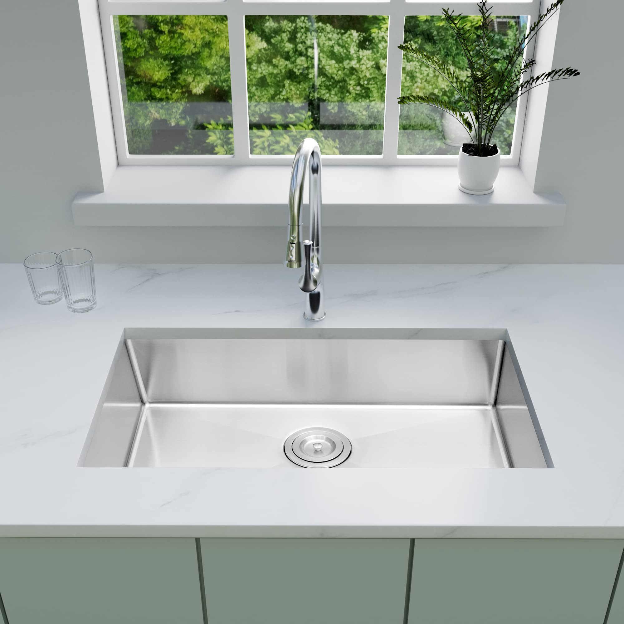 MILOSEN RV Kitchen Sink, 27''Γ16''Γ7'' Stainless Steel Undermount Kitchen Sink, Single Bowl Kitchen Sinks, Kitchen Sink for RV, 7 inch Depth Outdoor Kitchen Sink