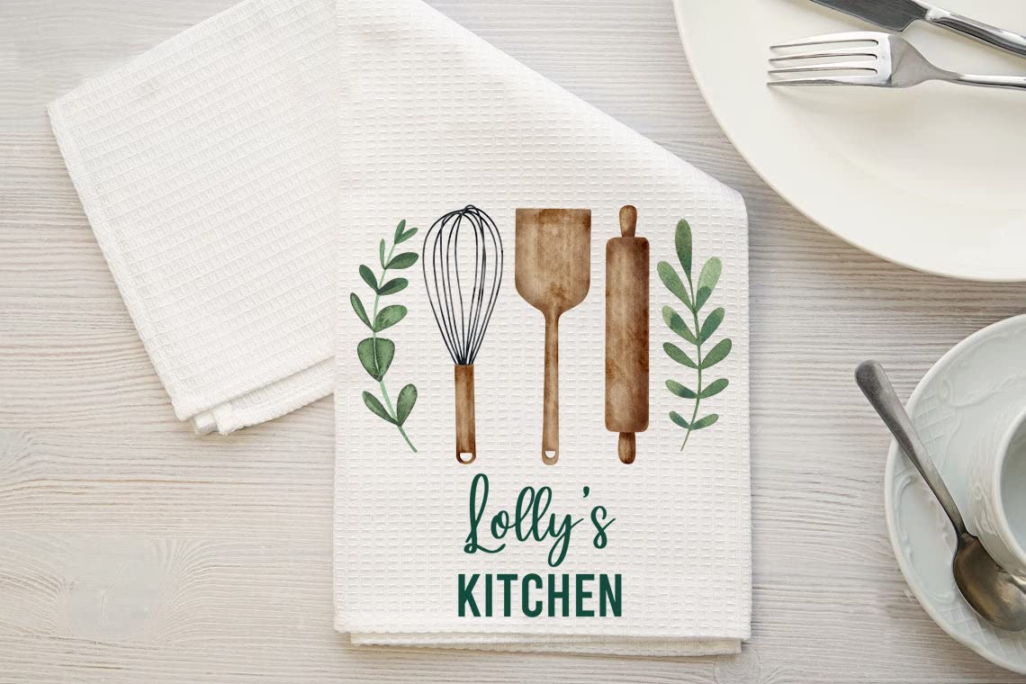DiandDesignGift Lolly's Kitchen Towel - Tea Towel Kitchen Decor - Lolly's Kitchen Soft and Absorbent Kitchen Tea Towel - Decorations House Towel - Kitchen Dish Towel Lolly's Birthday Gift