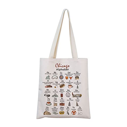 MNIGIU Chicago Canvas Tote Bag Chicago StateĀ Gift Chicago Eco Tote Bag Reusable Bag Welcome Bag (Shopping Bag CA)