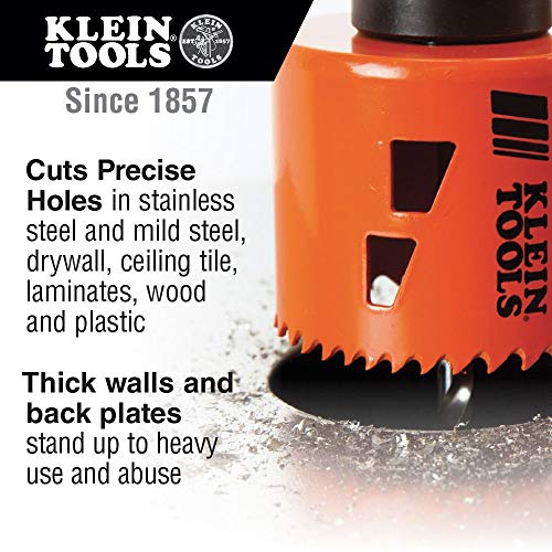 Klein Tools 31948 3-Inch Bi-Metal Hole Saw for Steel Cutting, Heavy-Duty Hole Saw with Multiple Leverage, Cuts Iron, Aluminum, Wood, Plastic
