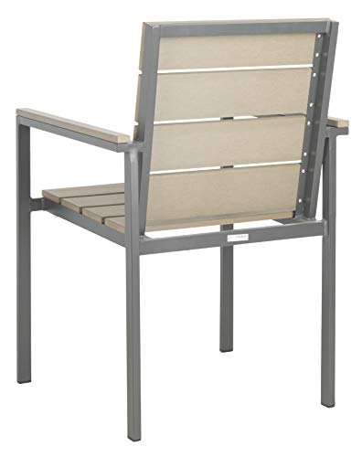 SAFAVIEH Outdoor Collection Beldan Distressed Taupe Stackable Chair (Set of 2)