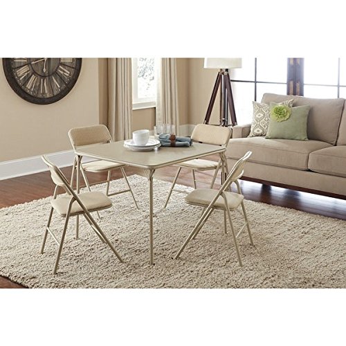 Cosco Folding Table and 5-piece Chairs Set Heavy-Duty Tubular Steel Frames