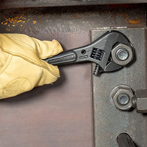 Klein Tools 3227 Extra Wide Adjustable Wrench, Construction Spud Wrench for Up to 1-7/16-Inch Nuts and Bolts, 10-Inch, with Tether Hole