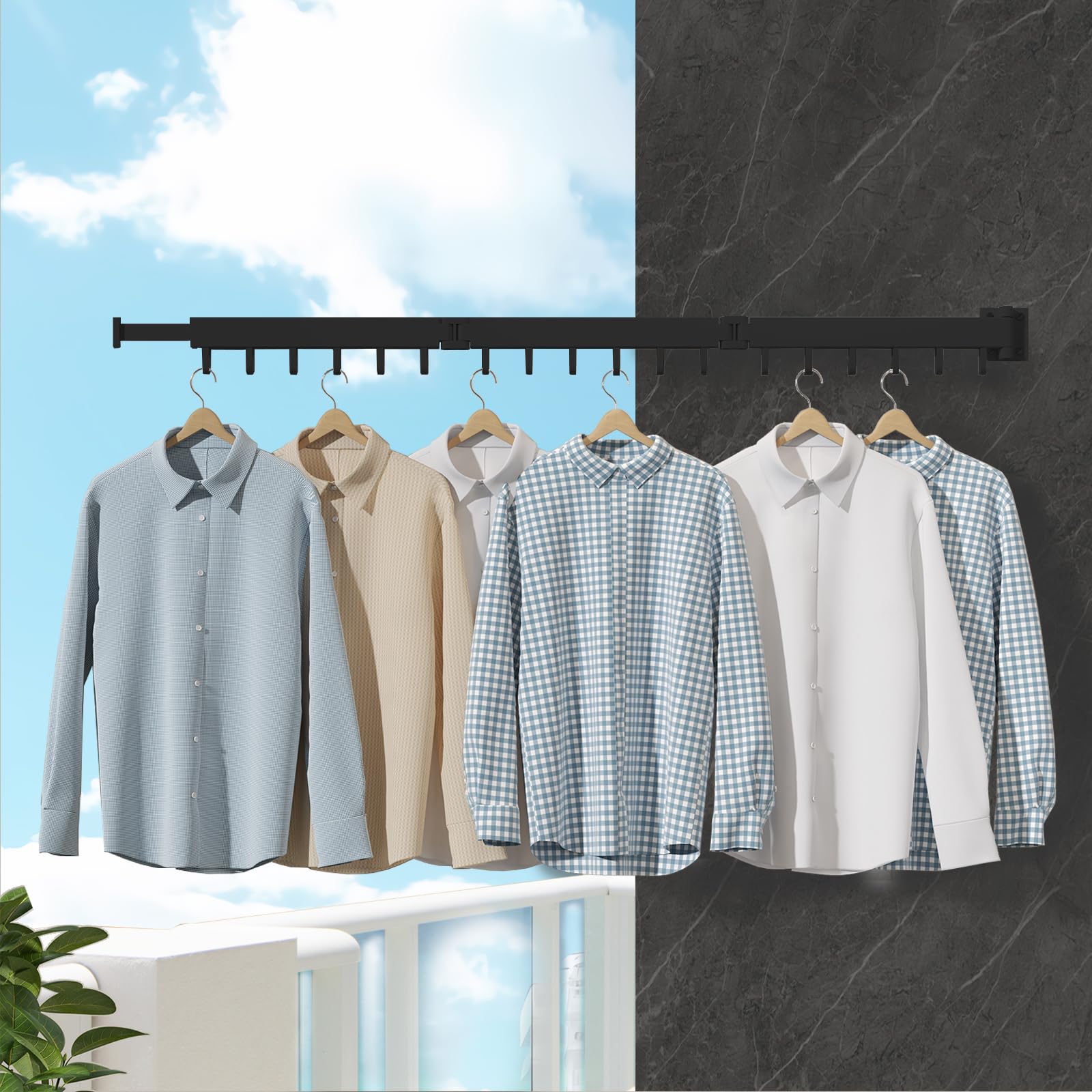 Clothes Drying Rack, Laundry Drying Rack Wall Mount,Space Saver Clothes Rack, Retractable Clothes Drying Rack, Collapsible(Tri-Fold), for Laundry,Balcony, Mudroom, Bedroom. White Color Rack Clothing.
