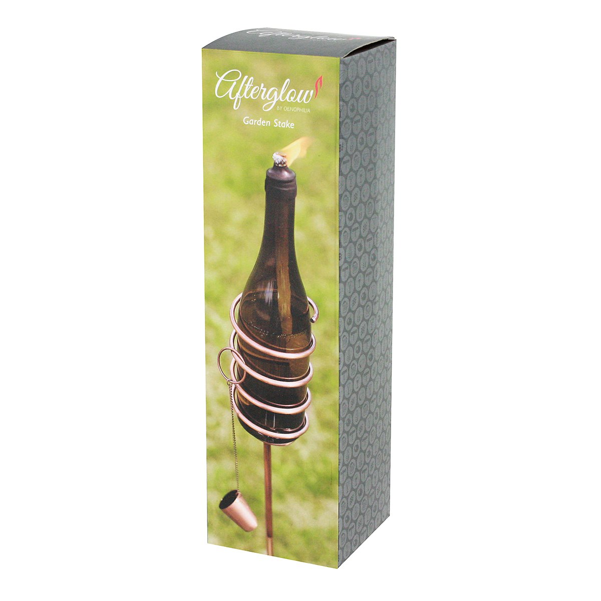 Oenophilia Afterglow Garden Stake Wine Bottle Wick Candle Holder Torch - Copper