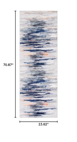 Lahome Abstract Kitchen Runner, 2X6 Soft Washable Runner Rug for Entryway Indoor Stain Resistant Laundry Room Runner, Modern Hallway Runner Rug Non-Slip Carpet Runner for Bedroom(2x6ft,Blue/Multi)