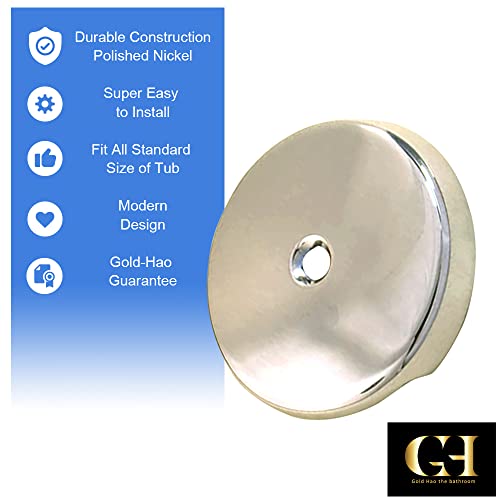 Gold-Hao-The-Bathroom Single Hole Bathtub Drain Overflow Plate - Overflow Drain Cover | Tub Drain Cover with Three Matching Screws/Bathtub Overflow Drain Cover with Adapter (Brushed Nickel)