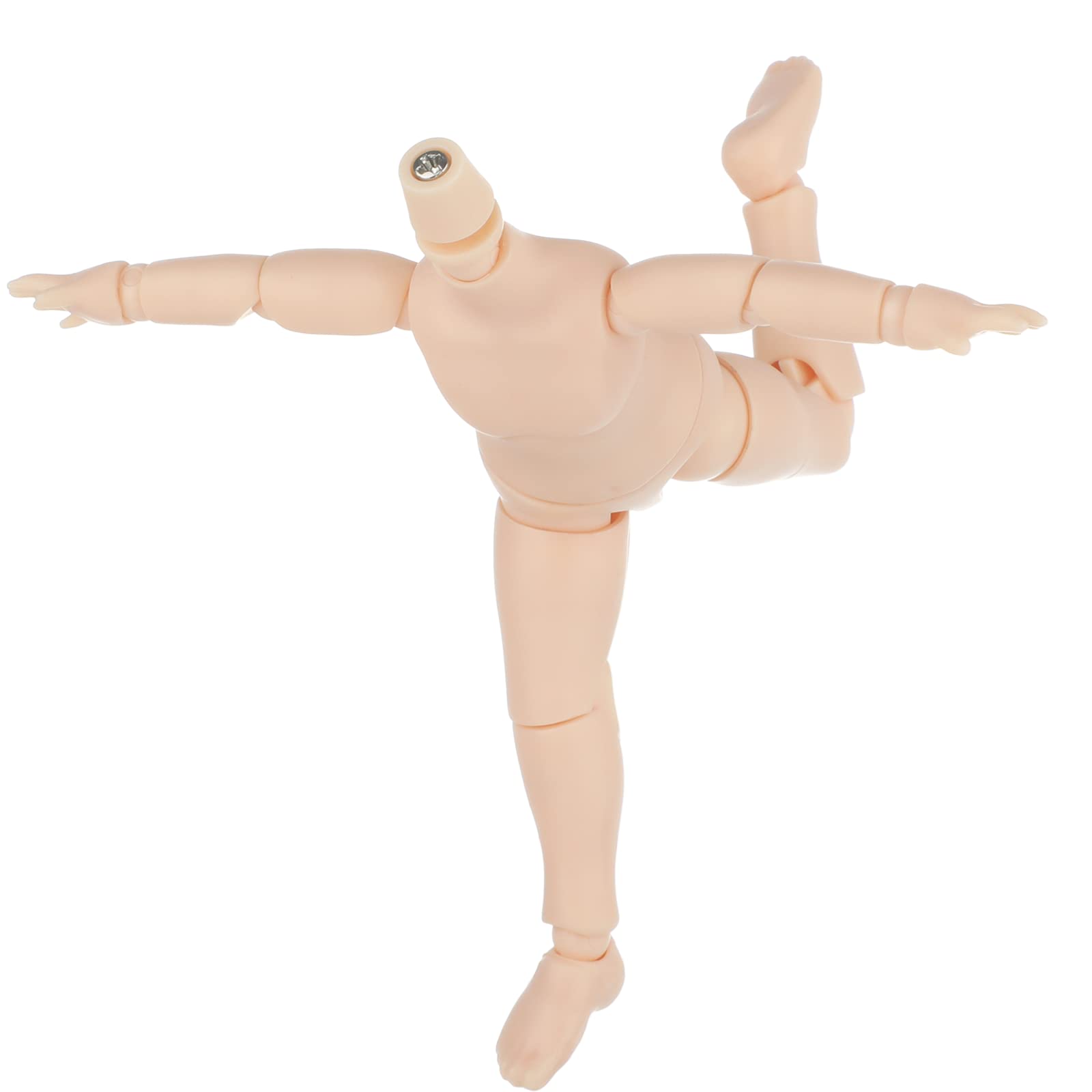 Doll Body, 10cm/4in Joint Doll Body for 1/12 Scale BJD Doll Head, Movable Joints Action Figure Body with Spare Hands & Stand for DIY Replacement, Head Not Included