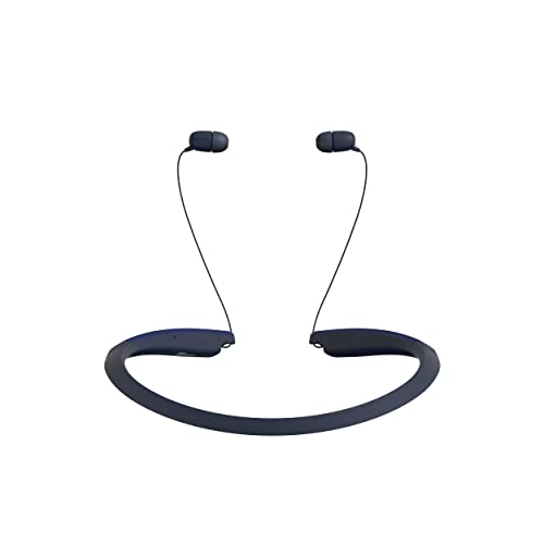 LG Tone Flex Wireless Bluetooth Stereo Neckband Earbuds HBS-XL7-32-Bit Hi-Fi DAC, Meridian Audio,Google Assistant (Wall & Car Charger- Navy Blue)