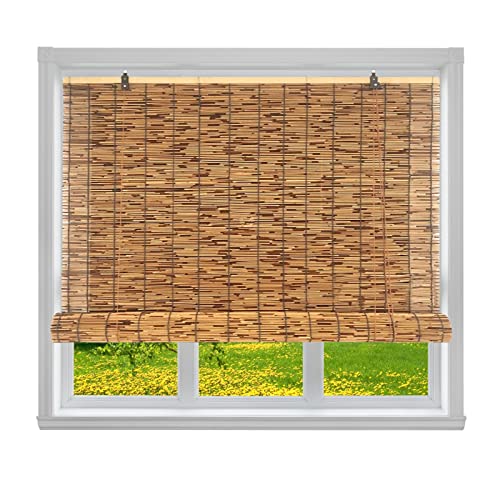 Outdoor Premium Roll Up Shades Privacy Screen for Gazebo Patio Porch Balcony Bamboo Blinds with 70% Light-Filtering 36" W × 64" L 48" W × 72" L 30" W × 60" L Dark Brown Roller Window Shades