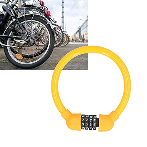 Gaeirt Bike Cable Lock, Cycling Accessories Waterproof and Dustproof with 4 Digit Passwords Technology for Cycling(Orange)