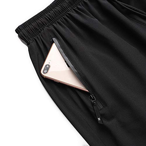 Men's Gym Workout Shorts Quick Dry Lightweight Athletic Training Running Hiking Jogger with Zipper Pockets(Muaney-MenSportShorts7022-Black02-M)