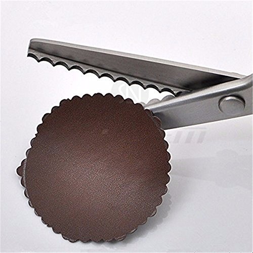 Fabric Pinking Shears Craft Scissors,Serrated Scalloped stainless Steel Handled Professional Sewing black Scissors, Scissors for Leather, Tailoring, Paper Crafts Hand shears etc. (Scalloped7mm)