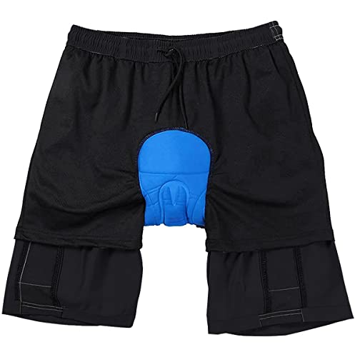 Men's Mountain Bike Shorts 3D Padded Bicycle MTB Shorts Loose-fit Lightweight MTB Cycling Shorts (All Black-M)