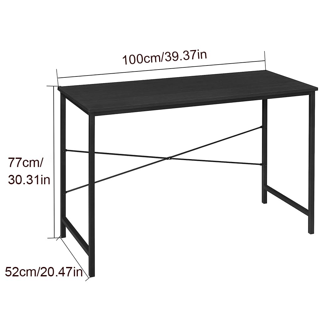 Computer Desk, 39 inch Home Office Desk Modern Simple Style Corner Desk for Small Space, Industrial Wooden Writing Desks Study Table for Home, Bedroom (Black)