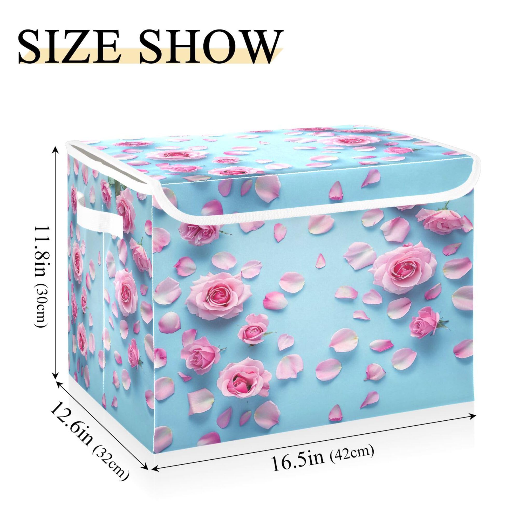 Hzwxjrlf Foldable Storage Box, Storage Bins with Lids, Storage Boxes with Handles, Storage Boxes For Clothing, Storage Bins For Homes and Offices (Beautiful Roses)