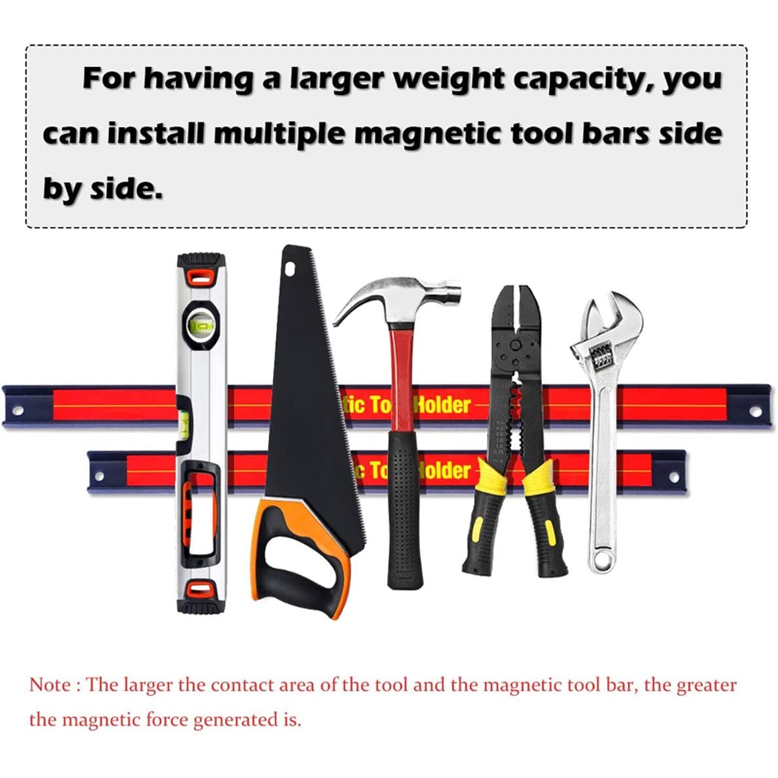 full of happiness Magnetic Tool Holder, Heavy-Duty Magnet Tool Bar Strip Rack, Space-Saving Strong Metal Organizer Storage Rack for Wrench (Color : 8 inch)