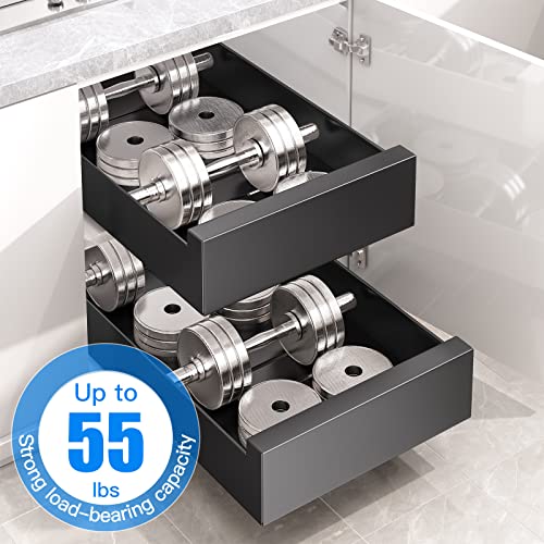 Pull Out Cabinet Organizer Fixed With Adhesive Nano Film,Heavy Duty Storage and Organization Slide Out Pantry Shelves Sliding Drawer Pantry Shelf for Kitchen,Living Room,Home, 11.8"W x16.9"D x 3.1"H