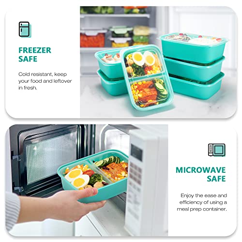 Glotoch Meal Prep Container, 38OZ 1 Compartment To Go Containers, Double Use As Divided Lunch Containers For Portion Control-Microwave&Freezer&Dishwasher Safe,BPA-Free,Reusable&Stackable,20 Pack,Green