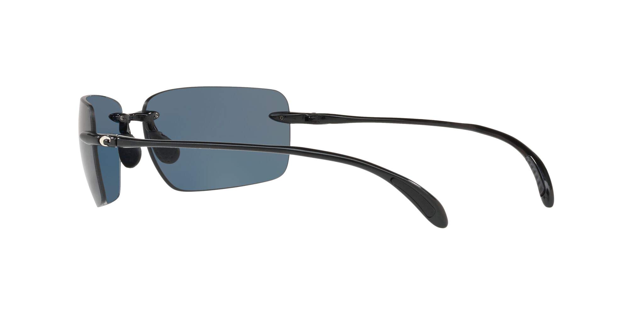 Costa Del Mar Mens Gulf Shore Rectangular Sunglasses, Shiny Black/Grey Polarized-580P, 66 mm