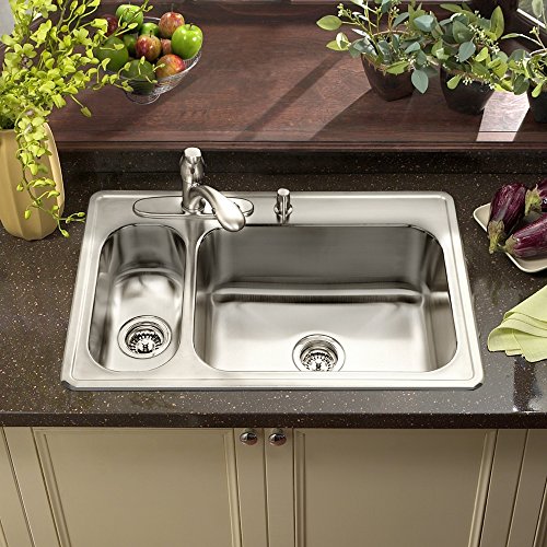 HOUZER LHD-3322-1 Legend 33-by-22-Inch 80/20 Drop-in Double Bowl Stainless Steel Sink