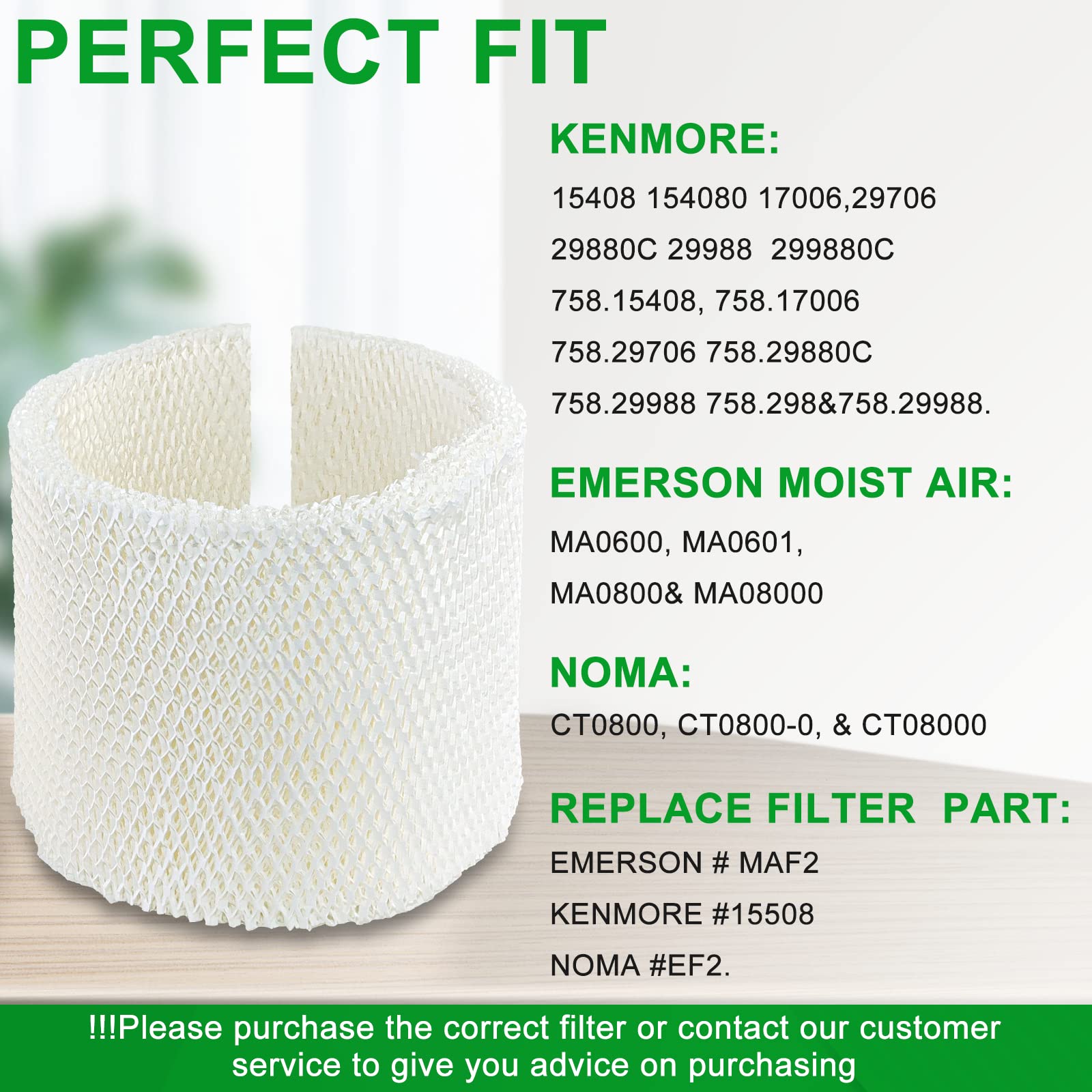 TOMOON MAF2 Super Wick Humidifier Filter Replacement -Compatible with Essick Air AIRCare MA0800 MA0600 MA060 MA08000 and 1540817006 29706 29988 Series Humidifiers,2 Pack