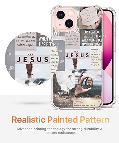 Jesus Quotes Case for iPhone 13 Mini,Christian Motivational Bible Verse Collage Pattern Case for Men Women,Unique Design Soft TPU iPhone 13 Mini Bumper Case