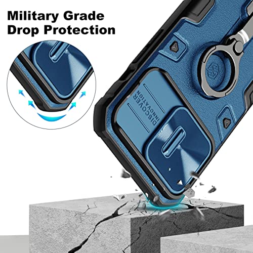 Nillkin Case for iPhone 14 Pro Max Case with Stand, Slide Camera Cover, Military Grade Shockproof Portective Case Compatible with MagSafe Wireless Charger&Magnetic Car Mount Holder,Blue