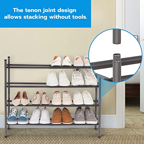 STORAGE MANIAC Expandable Shoe Rack, Stackable Shoe Rack for Closet, Small Shoe Rack Organizer for Entryway, Adjustable Shoe Rack for Garage, Shoe Rack for Front Door, Metal Shoe Rack, Black 2 Tier