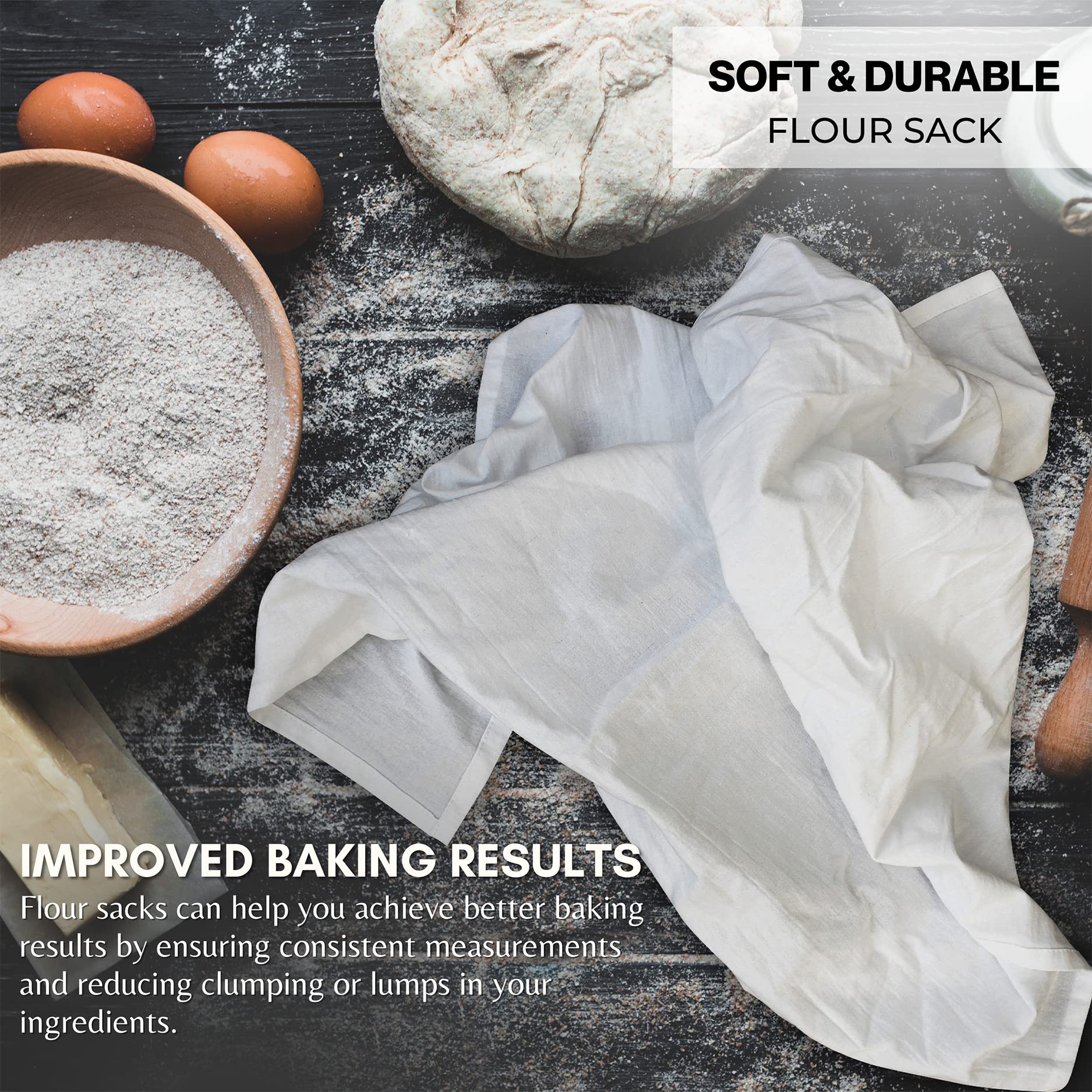GOLD TEXTILES White Flour Sack Towels (24 Pack - 28x28) 100% Cotton Kitchen Towels – Multipurpose, Soft & Absorbent, Quick Dry with Easy Care