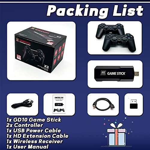 GD10 Retro Game Console TV HD Output Plug and Play Games Console Stick Video Gaming Consoles Preinstalled System 2 Controllers