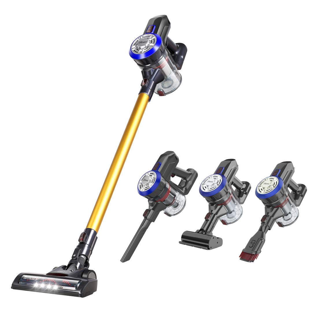 Dibea Cordless Stick Vacuum Cleaner Powerful Suction Rechargeable Lightweight 2 in 1 Handheld Car Vacuum with Mini Motorized Brush for Hard Floor, Carpet
