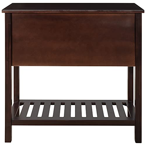 Merax Espresso Modern Wood Cabinet with 4 Drawers and Storage Shelf Buffet Coffee Bar Table for Living Dinning Room Kitchen, Type 10