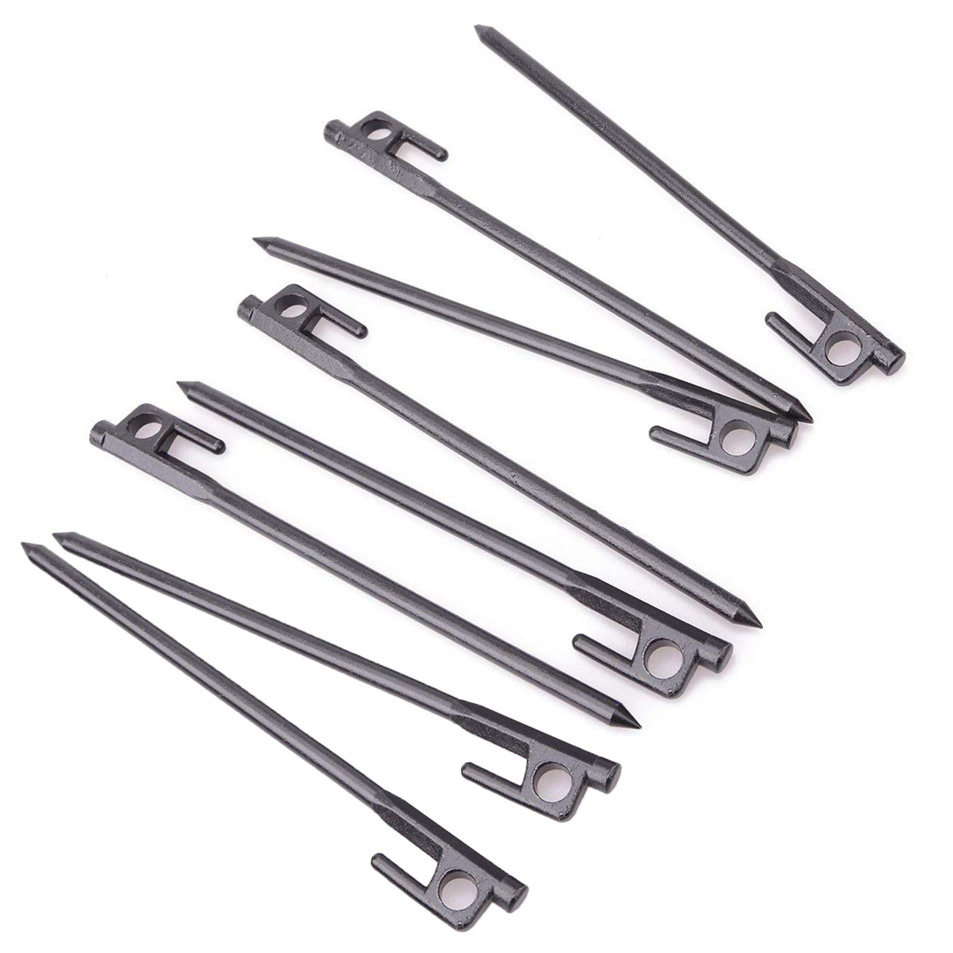 CLSstar - Black Forged Steel Burly Heavy Duty High Strength Steel Camping Tent Pegs Stake for Outdoor 8 Pack
